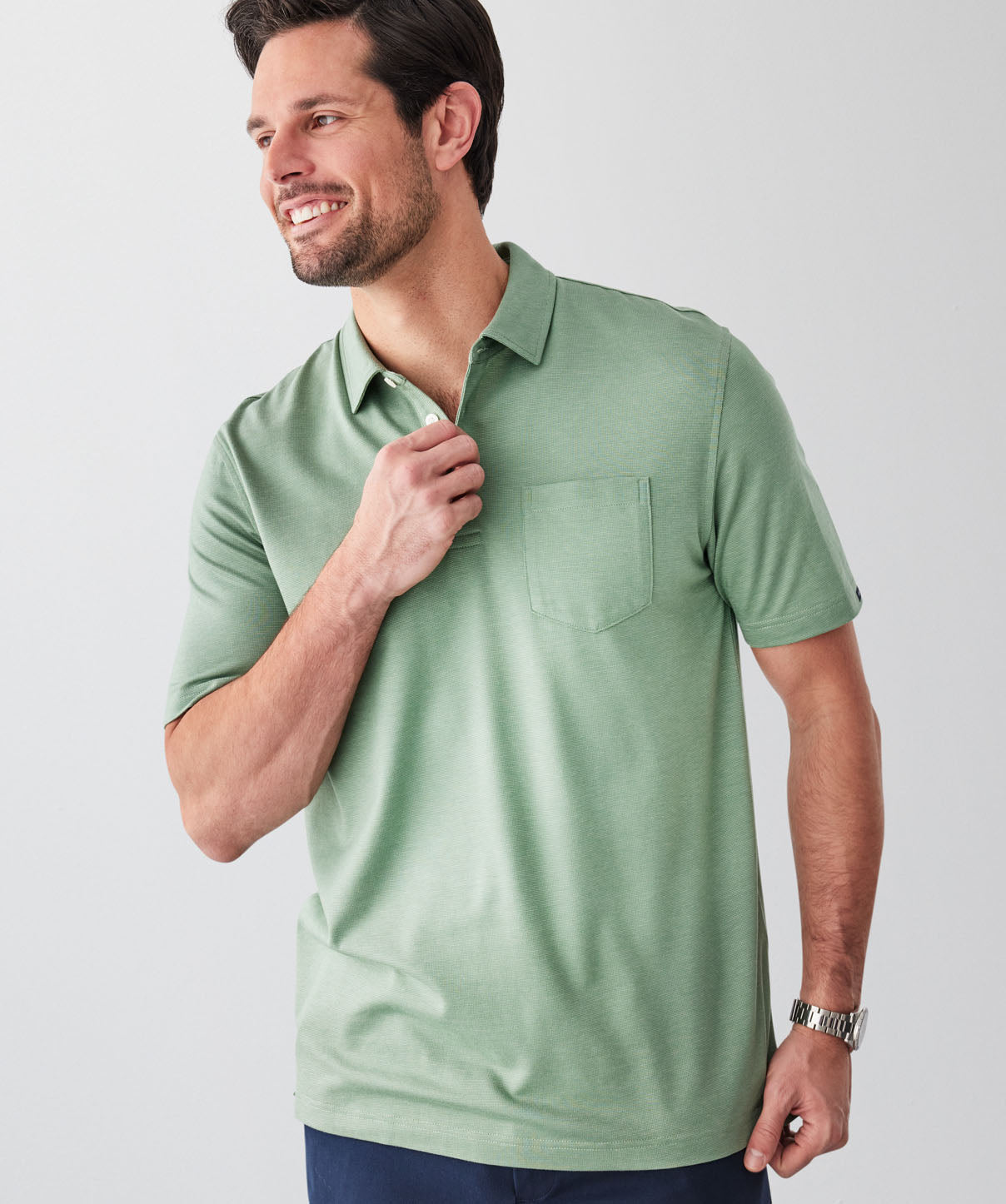 Smart Jacquard Polo - Green - polos - GAZMAN