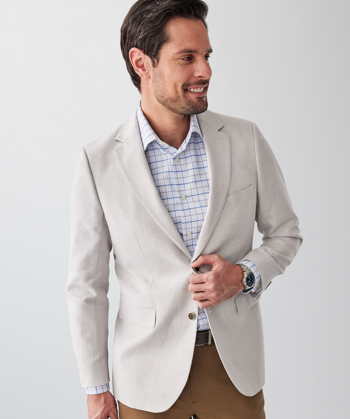 Linen Blend Sports Jacket - Bone - sports_jacket - GAZMAN