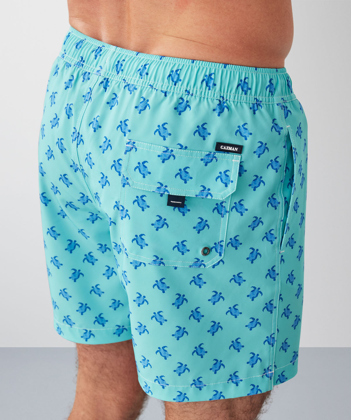 Geo Turtle Swim Shorts - Aqua - beach_shorts - GAZMAN