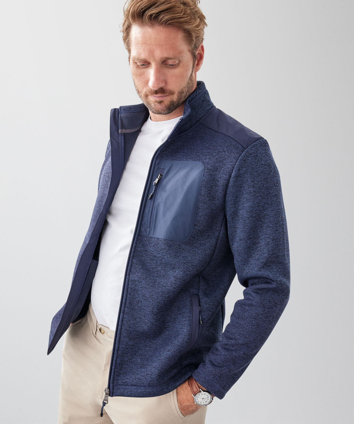 GAZFLEX Zip Through Sweat - Denim Mix - sweats - GAZMAN
